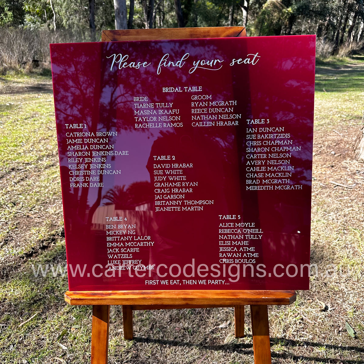 Acrylic Seating Chart – Carter Co Designs